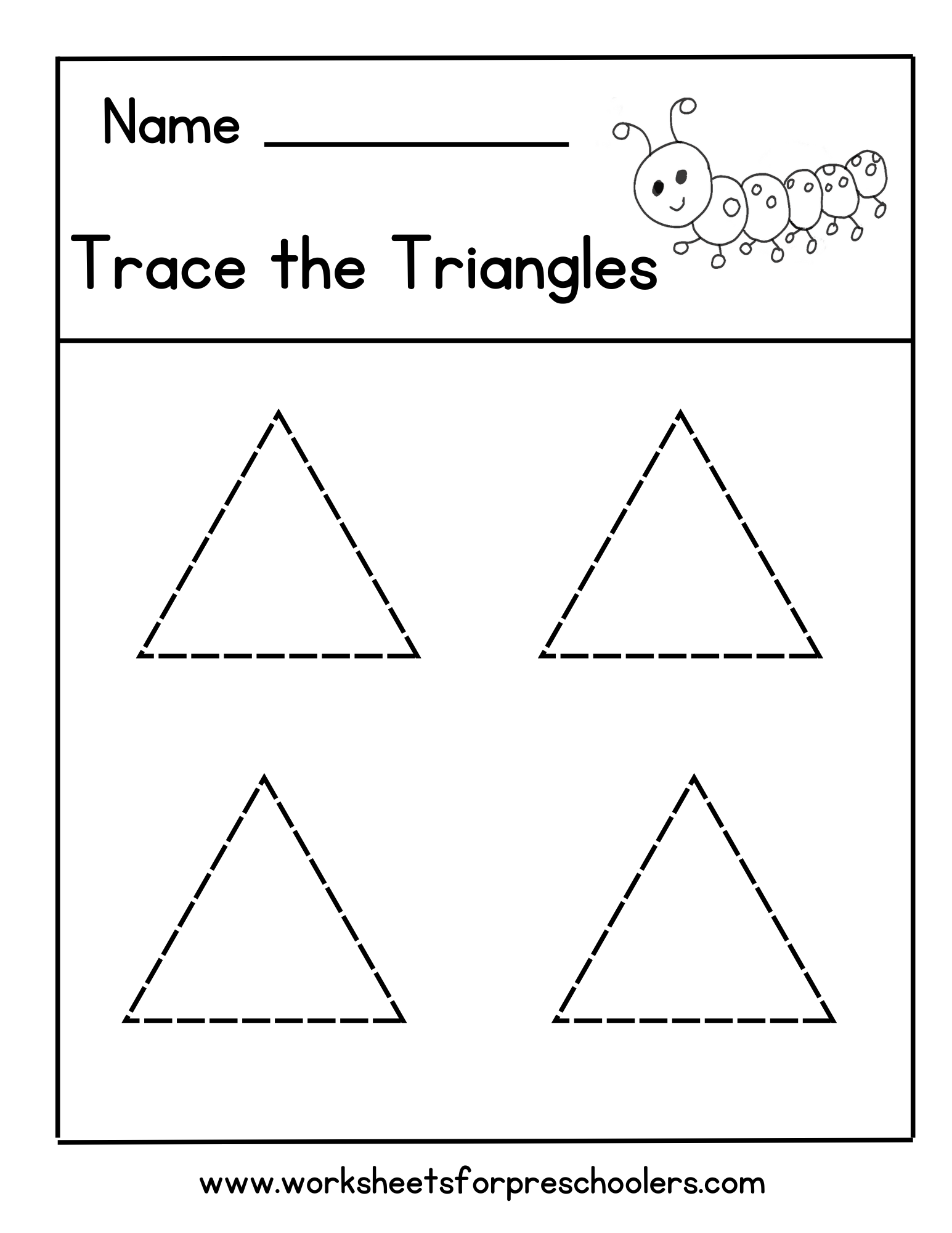 Tracing Triangle Shapes Worksheet for Preschool Tracing Triangle Shapes Worksheet for Preschool