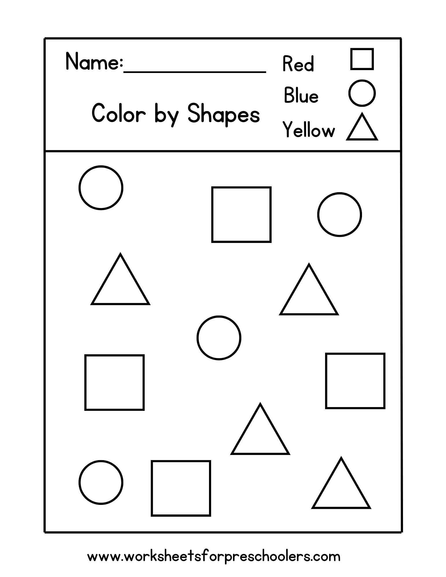 Circles Squares Triangles Worksheet for Preschool