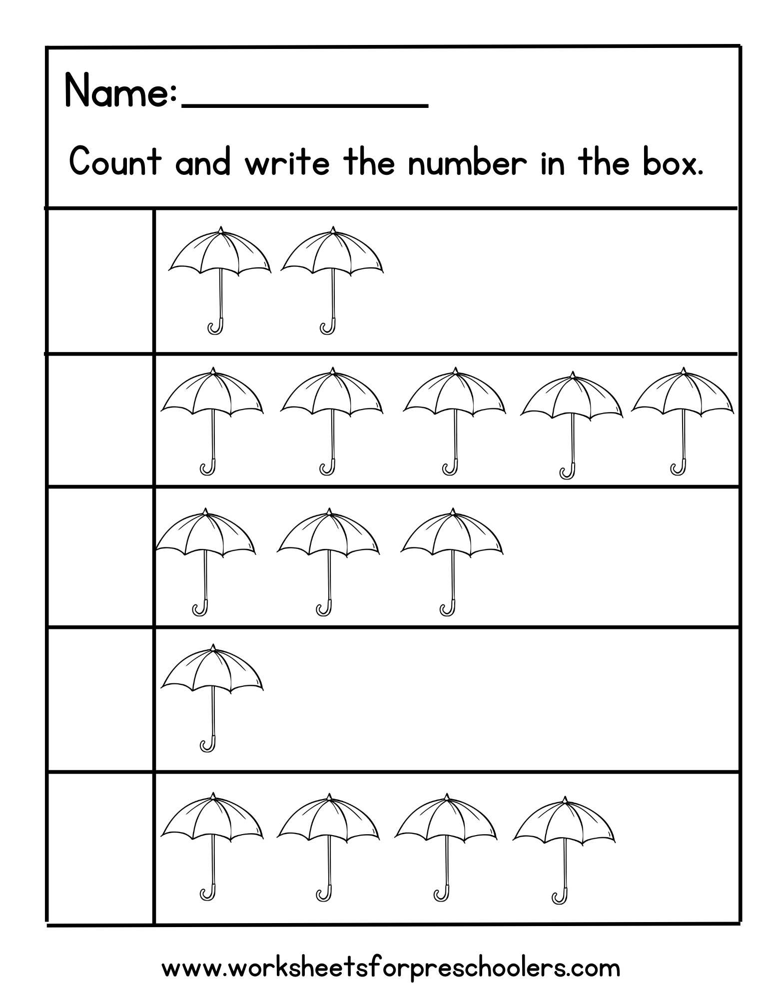 Spring Theme Count and Write Number Worksheet