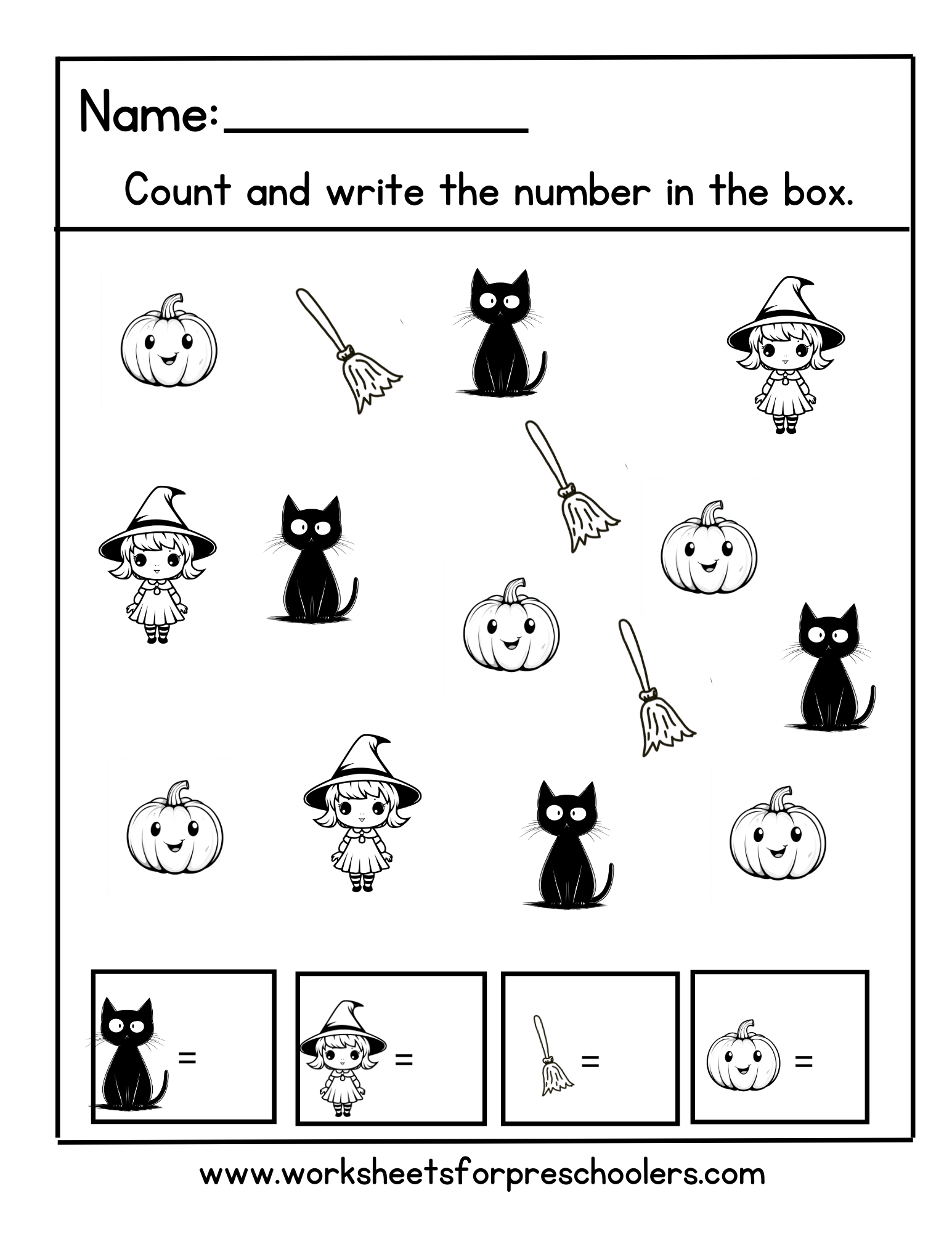 Counting Math Worksheet Halloween