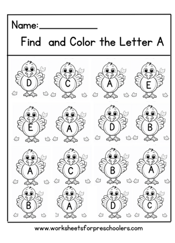 Letter Recognition Worksheets for Preschool