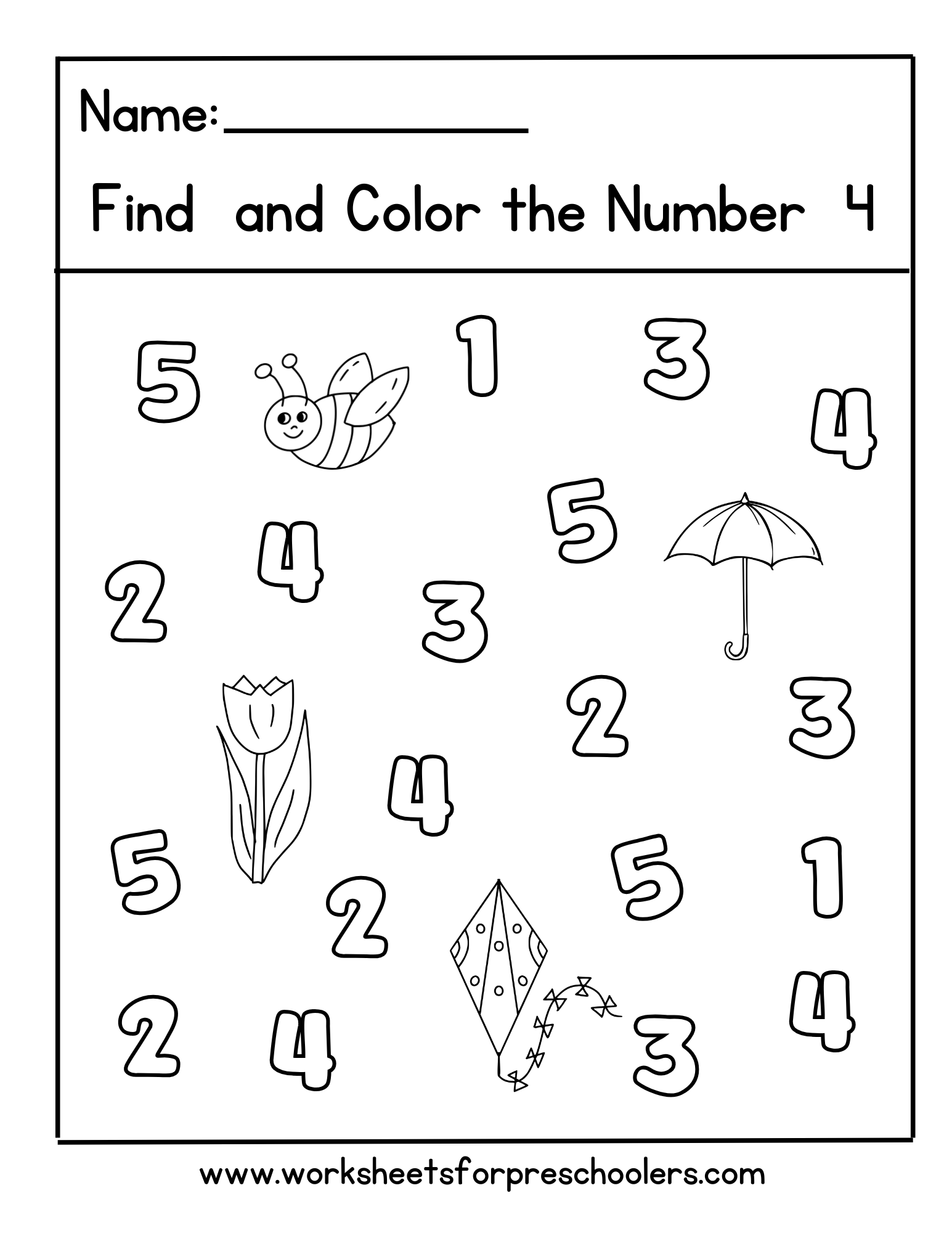 Spring Find and Color Number 4 Worksheet Spring Find and Color Number 4 Worksheet