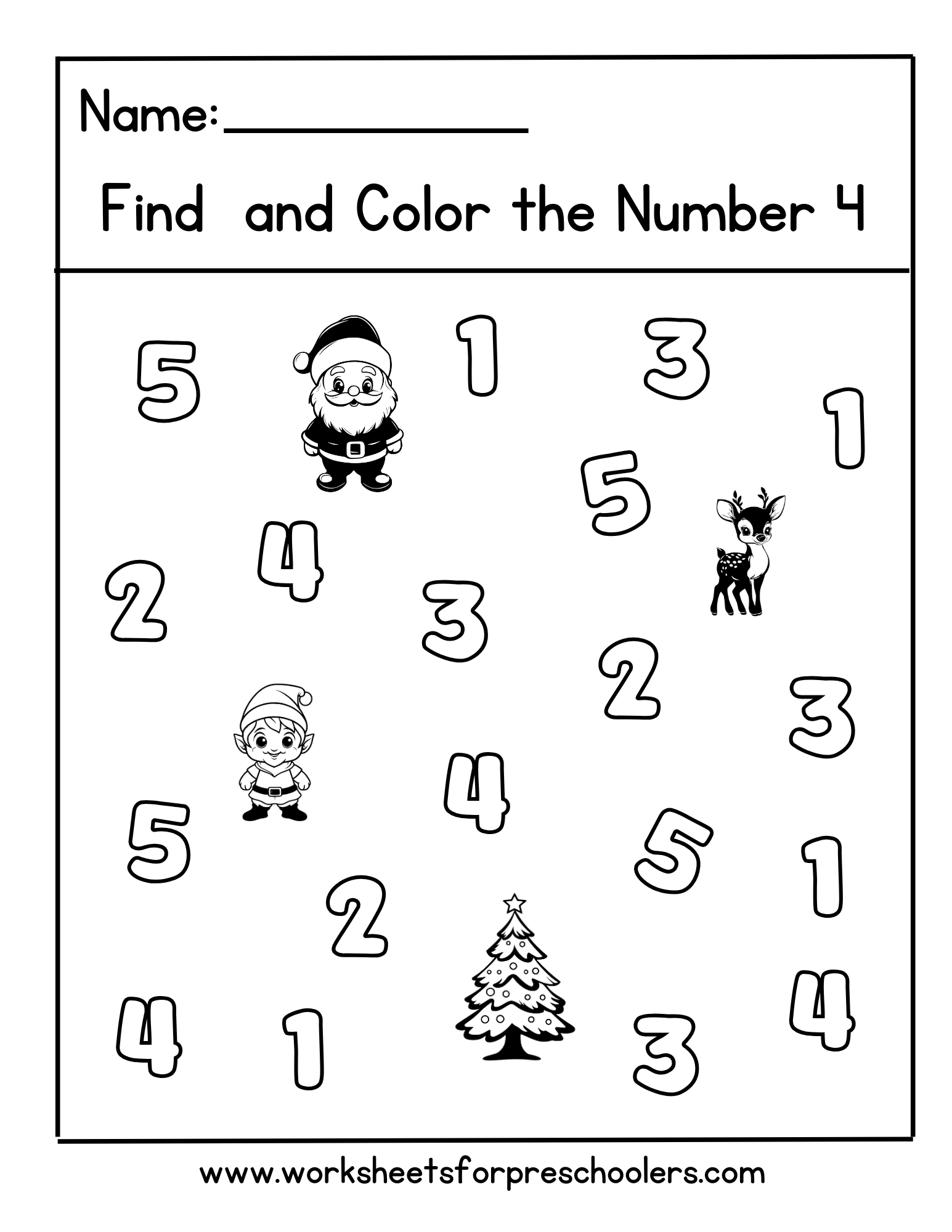 Christmas Find and Color Number 4 Worksheet Christmas Find and Color Number 4 Worksheet