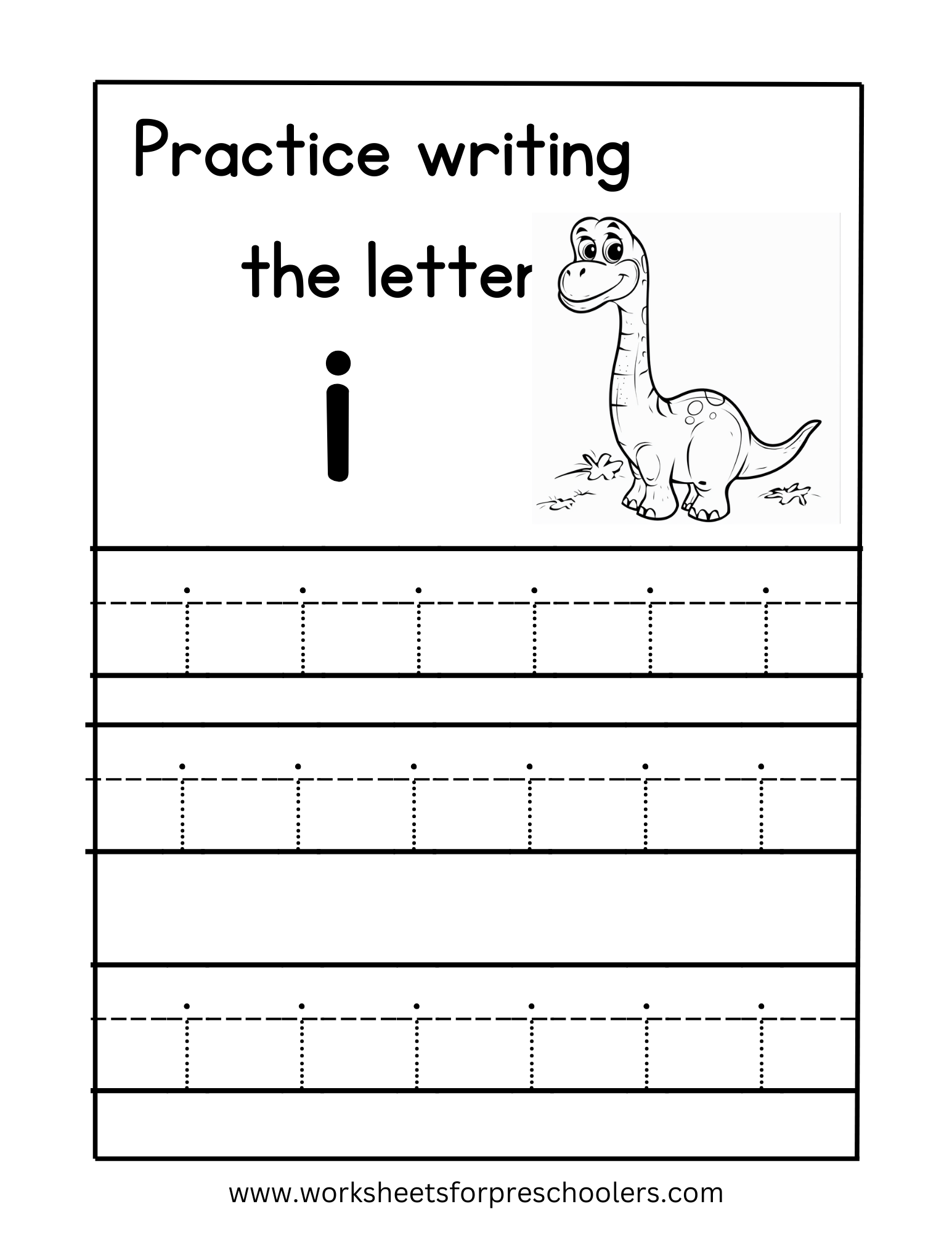 Tracing Lowercase Letter i Worksheet Preschool