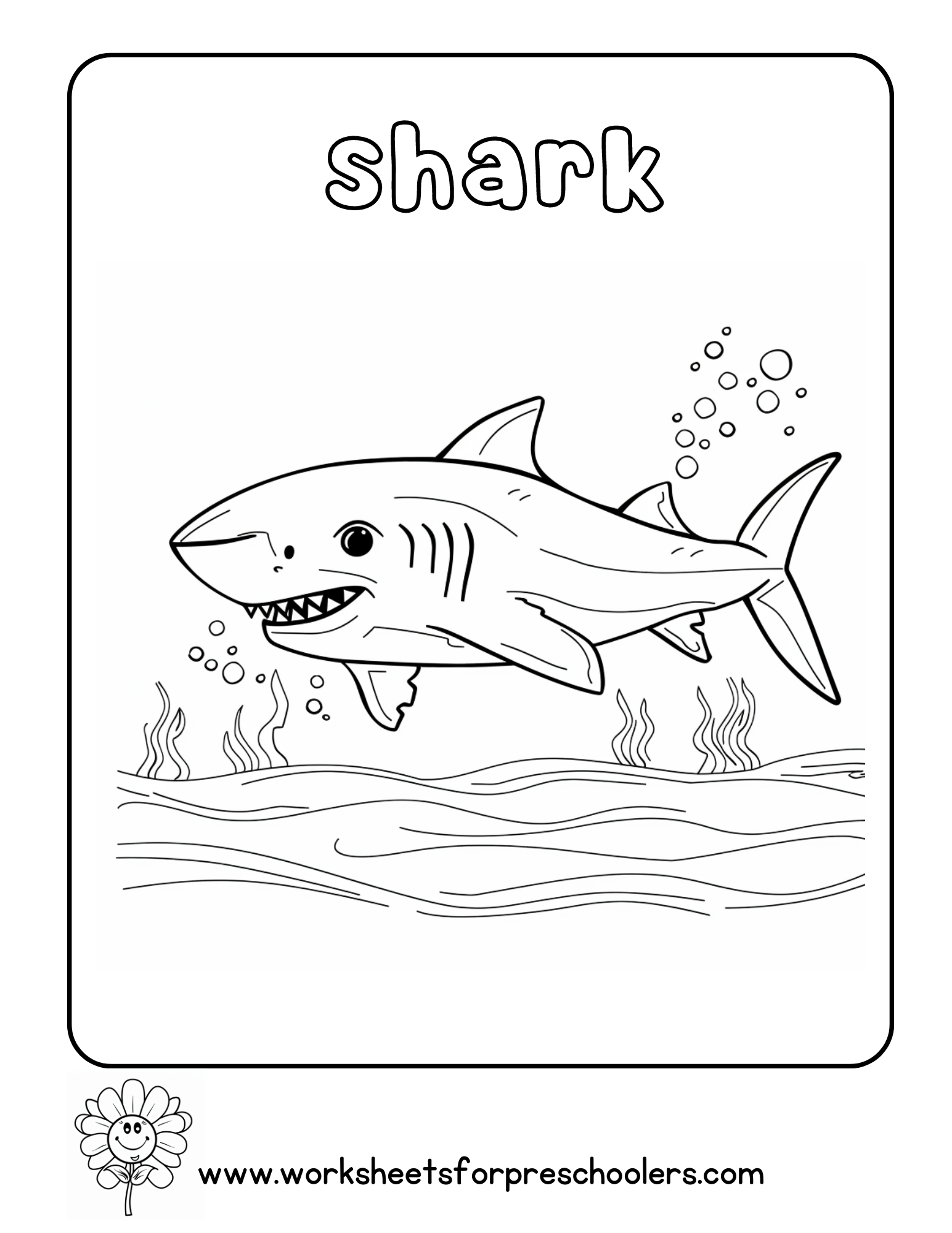 Shark Coloring Page Preschool
