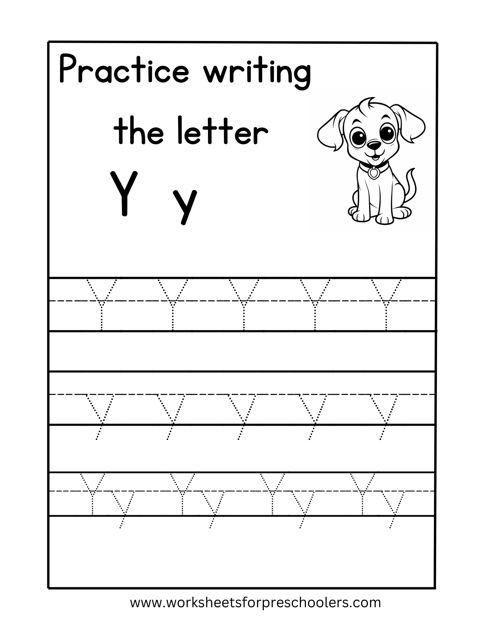 Tracing Uppercase and Lowercase Letter Y Worksheet Tracing Uppercase and Lowercase Letter Y Worksheet