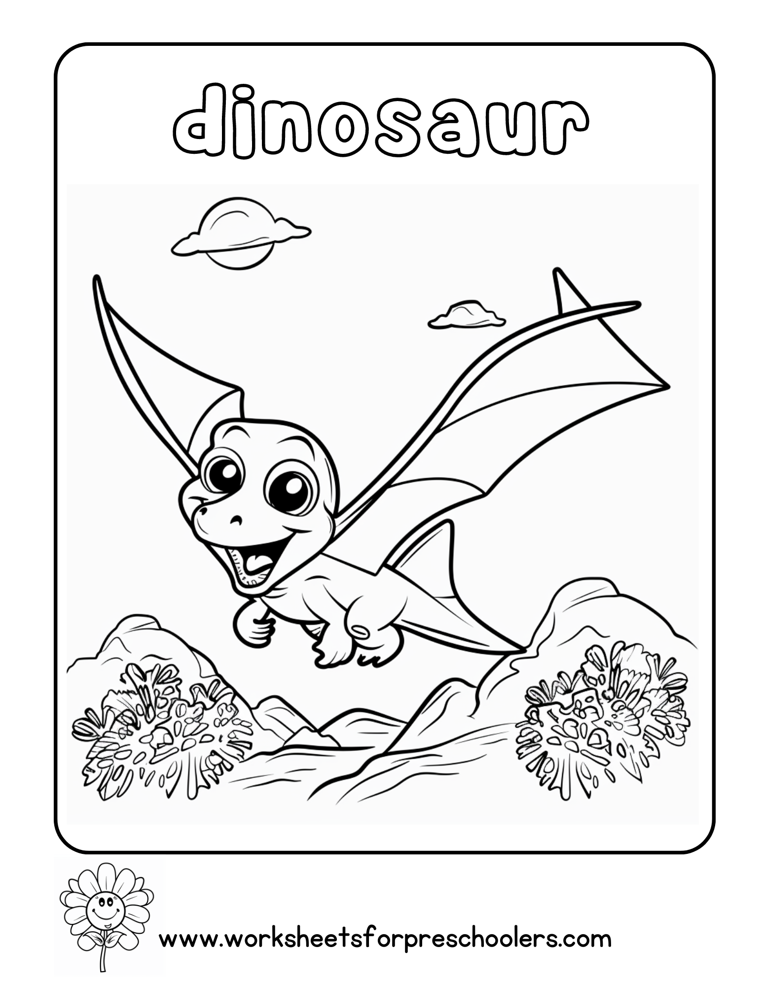 Pterodactyl Coloring Page Preschool